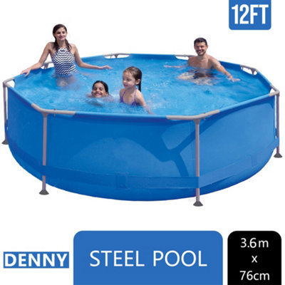 Crystal 12FT Round Above Ground Steel Frame Swimming Pool, Durable ...