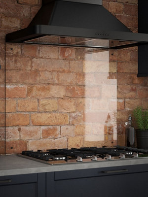 Crystal Clear Glass Kitchen Splashback (Gunmetal Cap) 900mm x 750mm ...