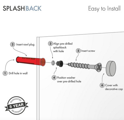 Crystal Clear Glass Splashback With Copper Cap 600 x 700 x 6mm