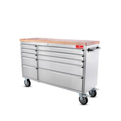 Crytec 55 Inch Stainless Steel Tool Chest with 10 Drawers at B&Q