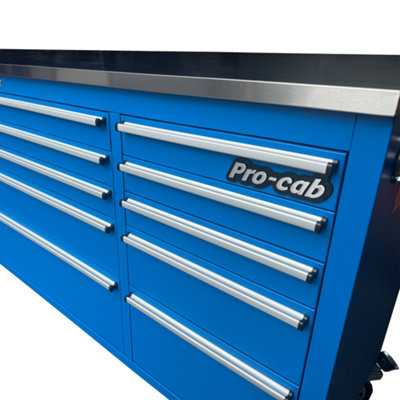 Crytec 72" Heavy Duty Blue Pro Tool Cabinet With Stainless Steel Top ...