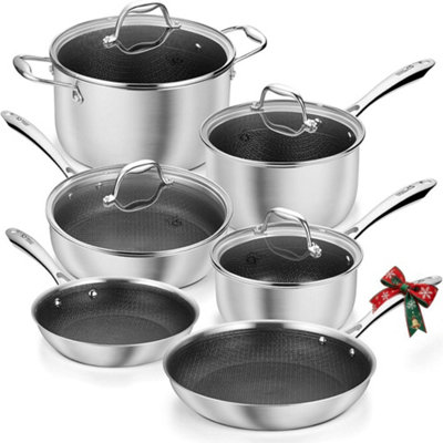 CS Triply Stainless Steel Cookware Set 10 Piece Nonstick Hybrid with ...