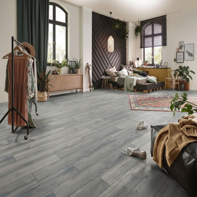 Cuatt Aq D4765 Petter Grey Wood Effect Click Laminate Flooring - Plank ...