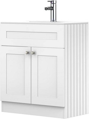 CUAWI 600mm Floor Standing Vanity Unit with Basin Cloakroom Ceramic ...