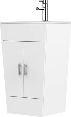 CUAWI Floor Standing Vanity Unit with Basin White 500mm Cloakroom ...