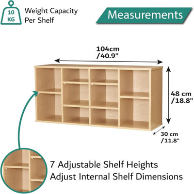 Cube Bookshelf 10 Tier Storage Organiser Beech Wooden Shelving Display ...