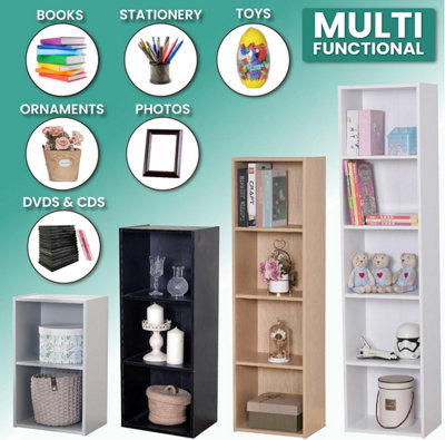 Cube Bookshelf 10 Tier Storage Organiser Beech Wooden Shelving Display ...