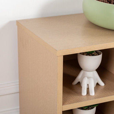 Cube Bookshelf 10 Tier Storage Organiser Beech Wooden Shelving Display ...