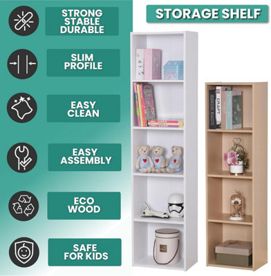 Cube Bookshelf 3 Tier Storage Organiser Beech Wooden Shelving Display ...