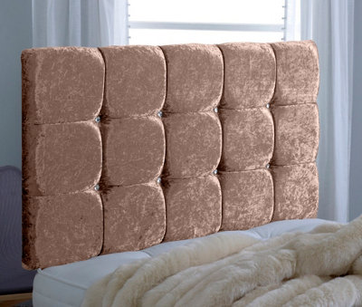 Cube Crushed Velvet 3ft Single 20" Headboard - Champagne