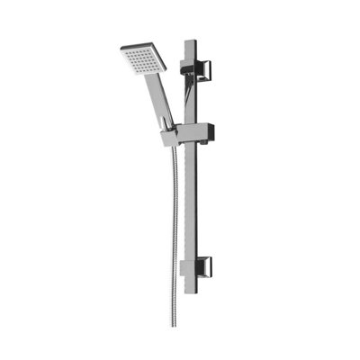 Cube Square Twin Concealed Shower Valve with Slider Rail & Wall Elbow ...