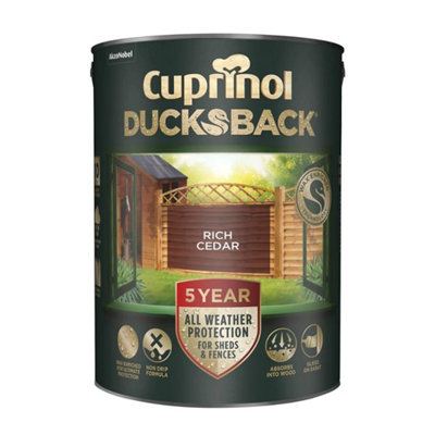 Cuprinol Ducksback 5 Year Waterproof for Sheds and Fences 5 L Paint ...