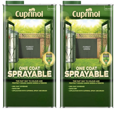Cuprinol One Coat Sprayable Fence Treatment Forest Green 5L Pack of 2
