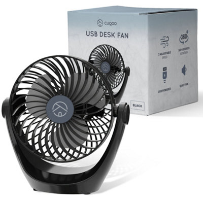 CUQOO Black Powerful USB Desk Fan Rotatable Mini Fan with 3 Speed ...