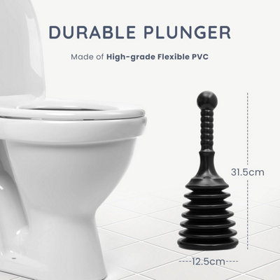CUQOO Heavy Duty Toilet Plunger Cleaner with Flexible Head Powerful ...