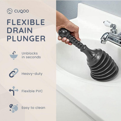 CUQOO Heavy Duty Toilet Plunger Cleaner with Flexible Head Powerful ...