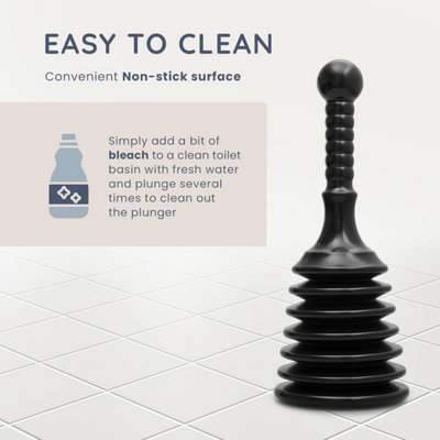CUQOO Heavy Duty Toilet Plunger Cleaner with Flexible Head Powerful ...