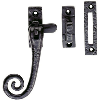 Curly tail Casement Window Fastener 124 x 80mm Black Antique Window ...