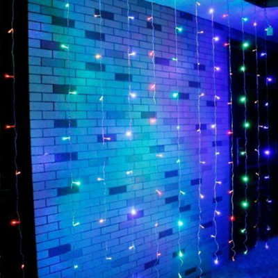 Curtain Lights Plug in, 306 LED 3m x 3m Multicoloured Curtain Fairy Lights, 8 Modes Hanging ...