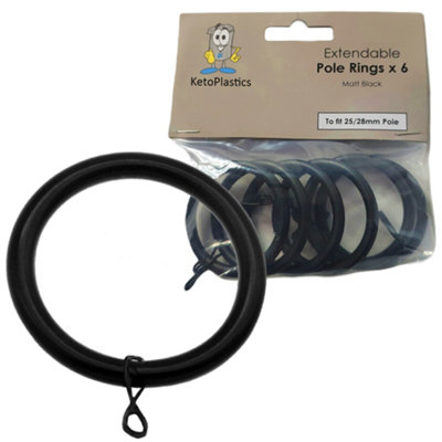 Curtain ring black metal curtain rings 38mm for Curtain Pole Rod - Pack ...