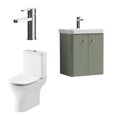 Curve Cloakroom Bundle - Wall Hung 2 Door Vanity Unit, Toilet Pan ...