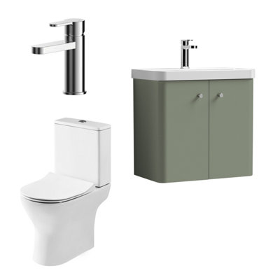 Curve Cloakroom Bundle - Wall Hung 2 Door Vanity Unit, Toilet Pan ...