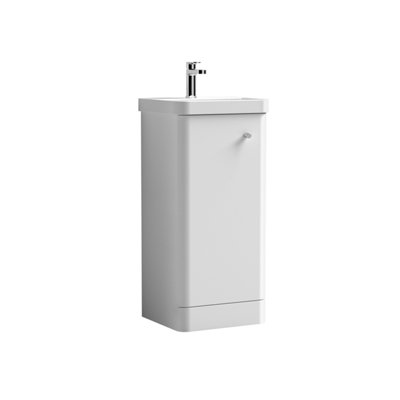 Curve Floor Standing 1 Door Vanity Unit with Ceramic Basin - 400mm ...