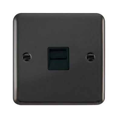 Curved Black Nickel Master Telephone Single Socket - Black Trim - SE Home