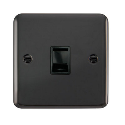 Curved Black Nickel Rj11 Socket - Black Trim - SE Home