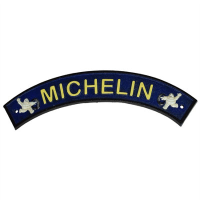 Curved Blue Michelin Man Cast Iron Sign Plaque Door Wall Garage Fence ...