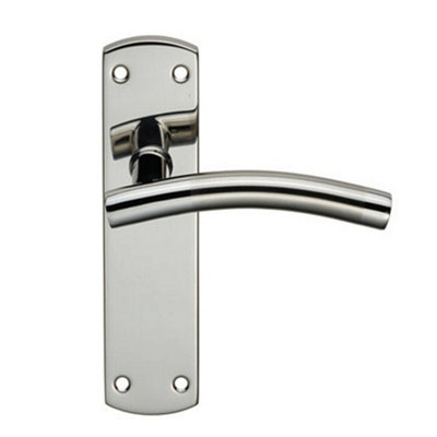 Curved Lever on Latch Backplate Door Handle 172 x 44mm Polished & Satin ...