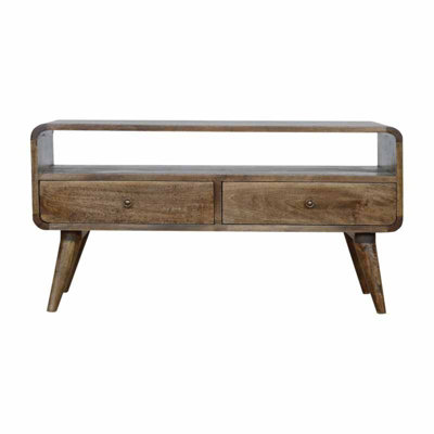 Curved Media Unit - Mango Wood - L35 x W90 x H47 cm - Grey | DIY at B&Q