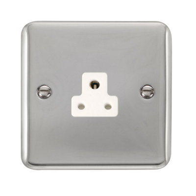 Curved Polished Chrome 1 Gang 2A Round Pin Socket - White Trim - SE ...