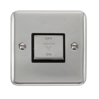 Curved Polished Chrome 10a 1 Gang Ingot 3 Pole Fan Isolation Switch