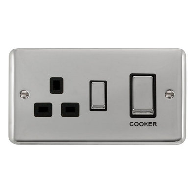 Curved Polished Chrome Cooker Control Ingot 45A With 13A Switched Plug ...