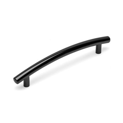 Curved Rod Kitchen Cabinets Bow Handle, 128mm Centres, Black Chrome