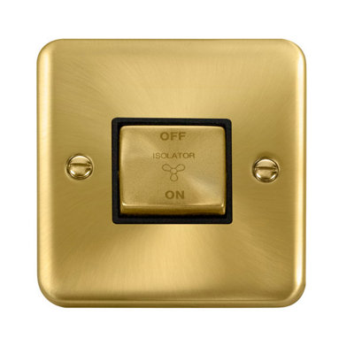 Curved Satin Brushed Brass 10a 1 Gang Ingot 3 Pole Fan Isolation