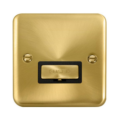Curved Satin / Brushed Brass 13A Fused Ingot Connection Unit - Black ...