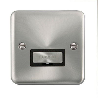 Curved Satin / Brushed Chrome 13A Fused Ingot Connection Unit - Black ...