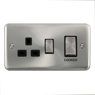 Curved Satin / Brushed Chrome Cooker Control Ingot 45A With 13A ...
