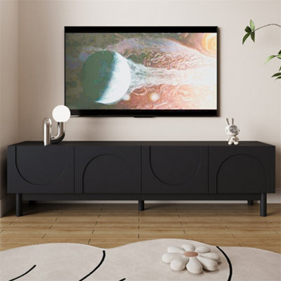 Curved Wave TV Unit, Sculptural Media Storage with Shelves & Sturdy ...