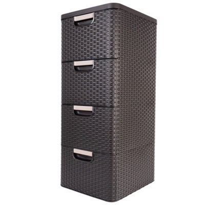 Curver 209906 Storage Drawer Tower Wicker-Look Polypropylene 4 x 14 L cm
