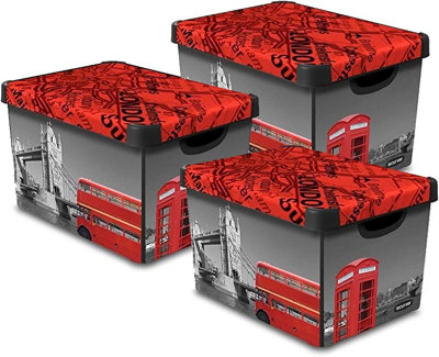 Curver 22L Deco London Themed Storage Boxes | DIY at B&Q
