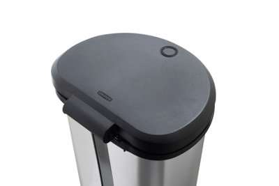 Curver 40 L Metal Effect Plastic One Touch Deco Bin, Silver