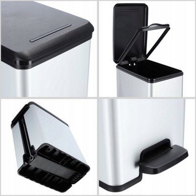 CURVER DECO-SLIM 25L WASTE BIN, BLACK-SILVER METALLIC, (25 L)