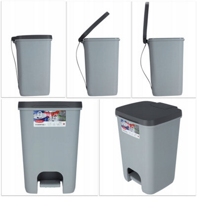 Curver Essentials Waste Bin, Pedal Bin Light Grey (20 L)