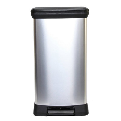 Curver Metal Effect 70% Recycled Kitchen Pedal Touch Deco Bin 50 Litres ...