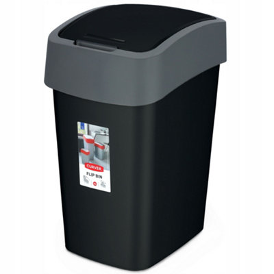 Curver Multi-Purpose Essentials Garbage Can, Waste Bin, Black, Plastic ...