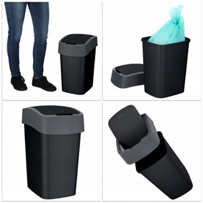 Curver Multi-Purpose Essentials Garbage Can, Waste Bin, Black, Plastic ...