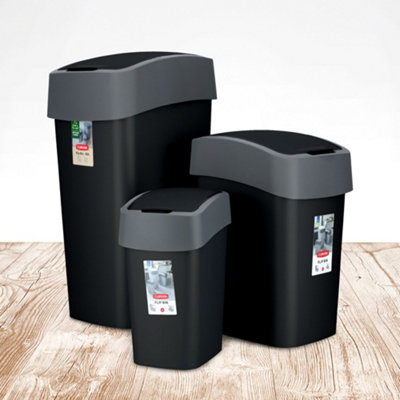 Curver Multi-Purpose Essentials Garbage Can, Waste Bin, Black, Plastic ...